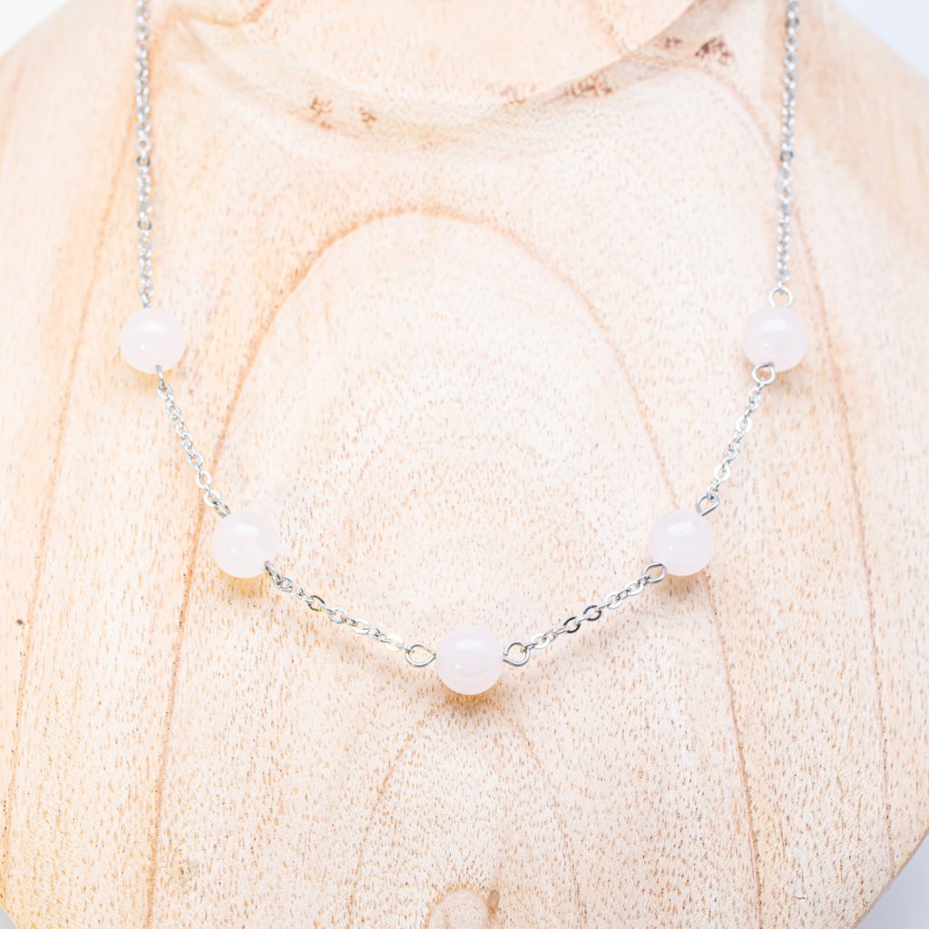 Collier Cassiopée en Quartz rose - Lithosmose